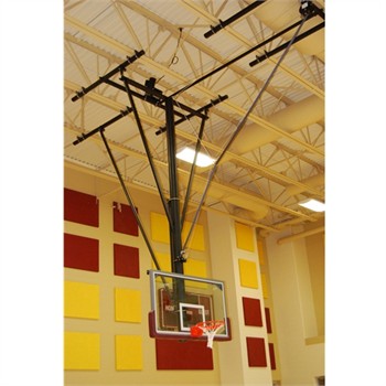 Gared Forward Fold / Rear Braced Ceiling Suspended Basketball Backstop